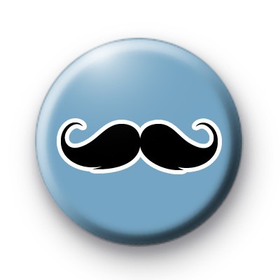 Blue Black moustache badges - Kool Badges - The Home of Badges