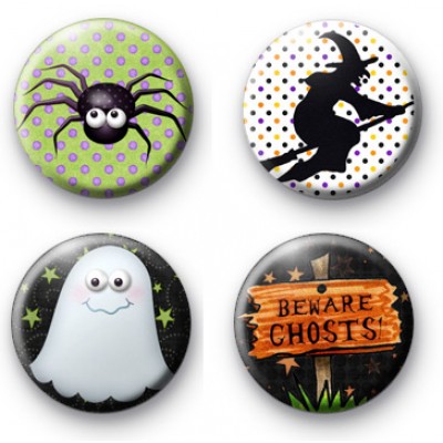 Set of 4 Spooky Halloween Button Badges - Kool Badges