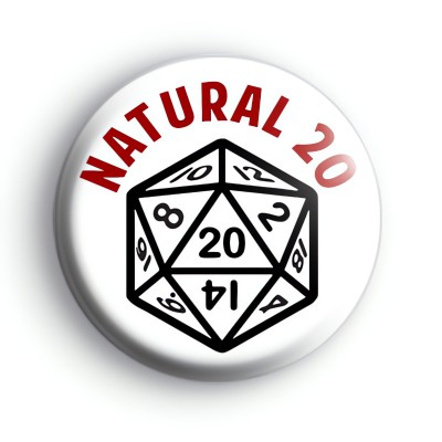 Natural 20 Gamer Badge - Kool Badges